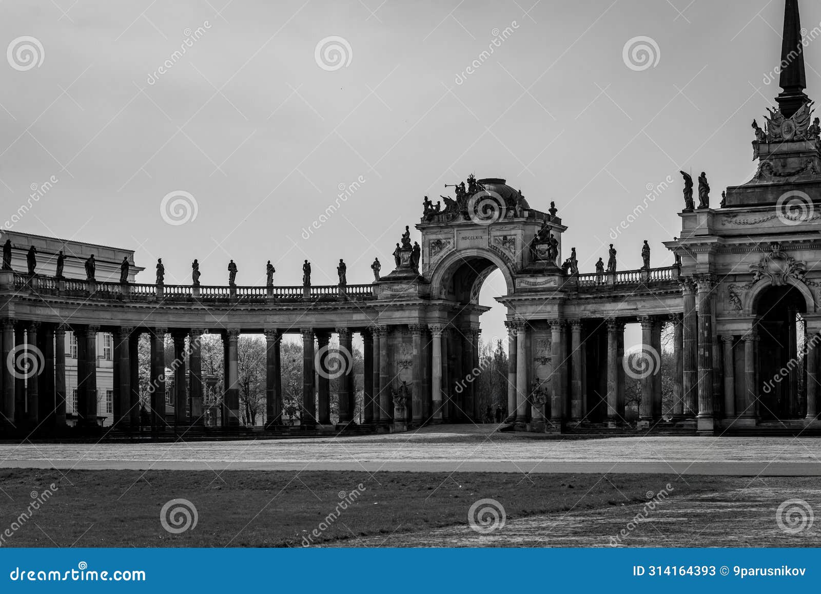 Symmetrical Column Ensemble with the Center Arch in the Baroque Style ...
