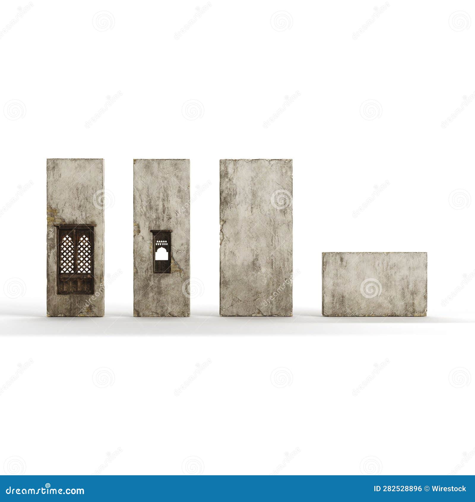 Symmetrical Composite of Four Rectangular Blocks of Concrete. 3d ...