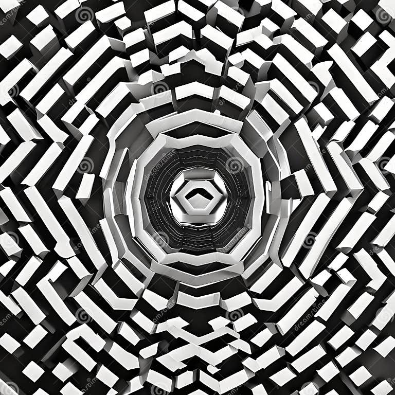 A Symmetrical Composition of Intersecting Lines and Circles in Monochromatic Tones, Playing with ...