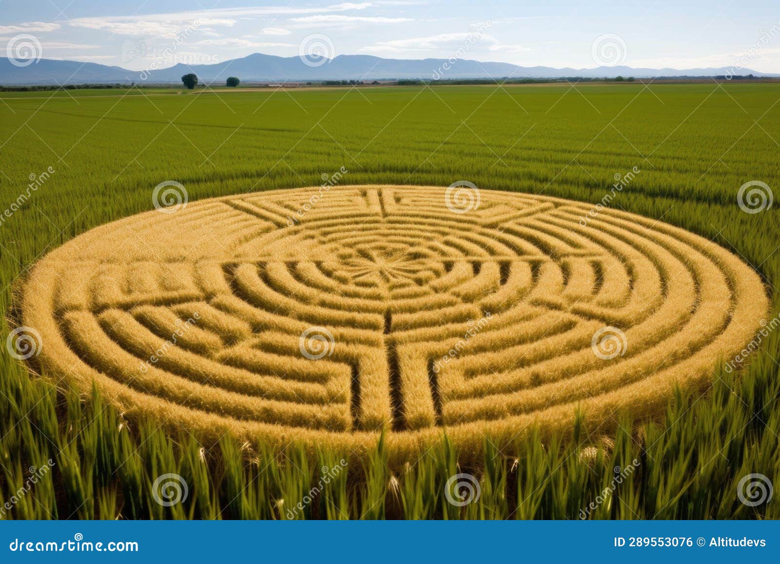 Symmetrical Crop Circle Design in a Barley Field Stock Photo - Image of ...