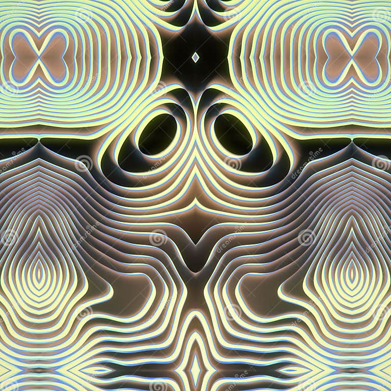 Symmetrical 3d Rendering Illustration of a Colorful Wavy Pattern Stock ...