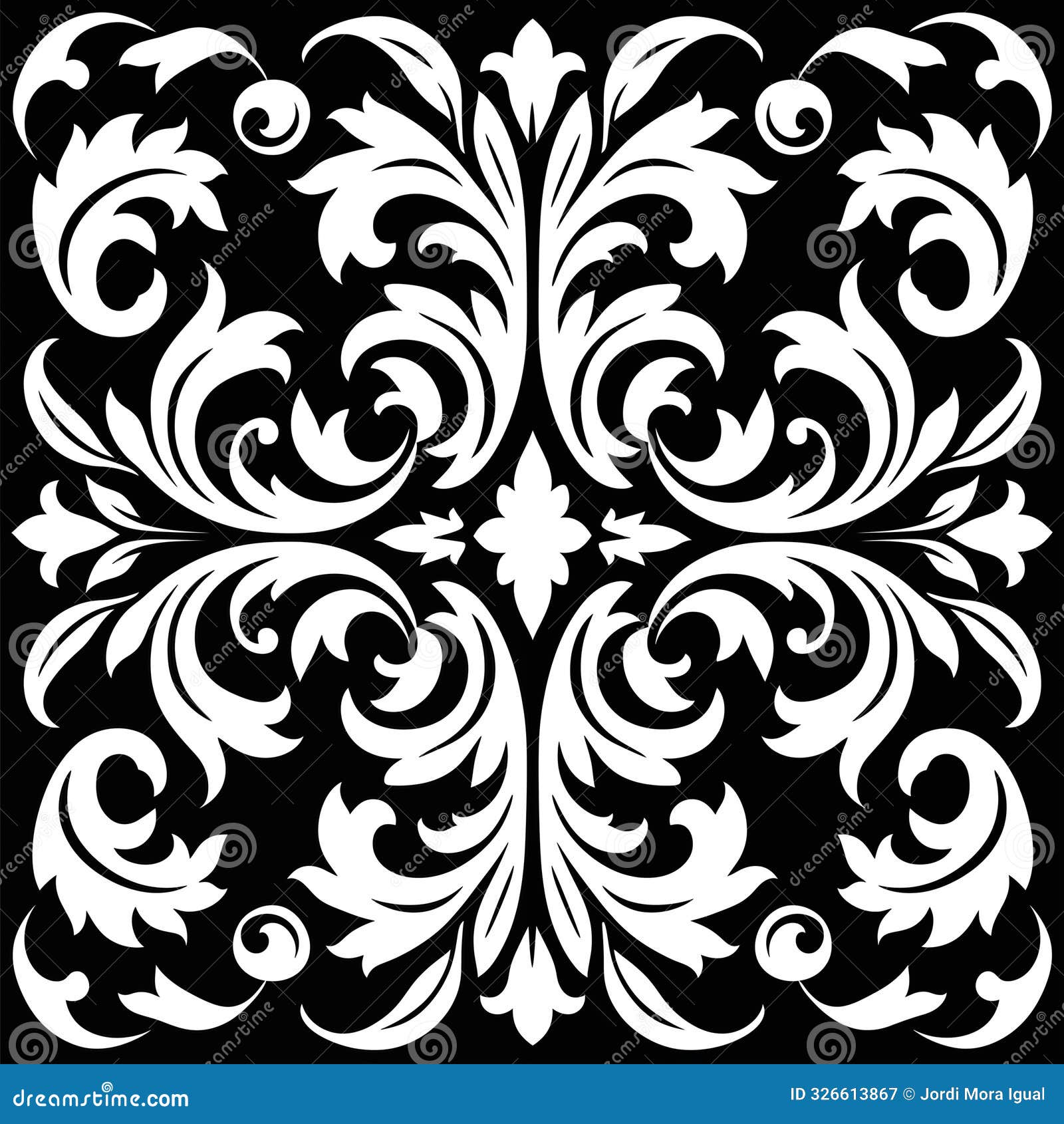 Elegant Flemish Style Black and White Pattern Stock Illustration ...