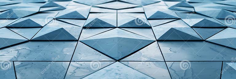 A Symmetrical Design of Interlocking Triangles on a Soft Blue Bath Mat ...