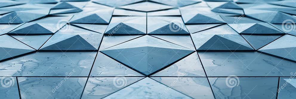 A Symmetrical Design of Interlocking Triangles on a Soft Blue Bath Mat ...
