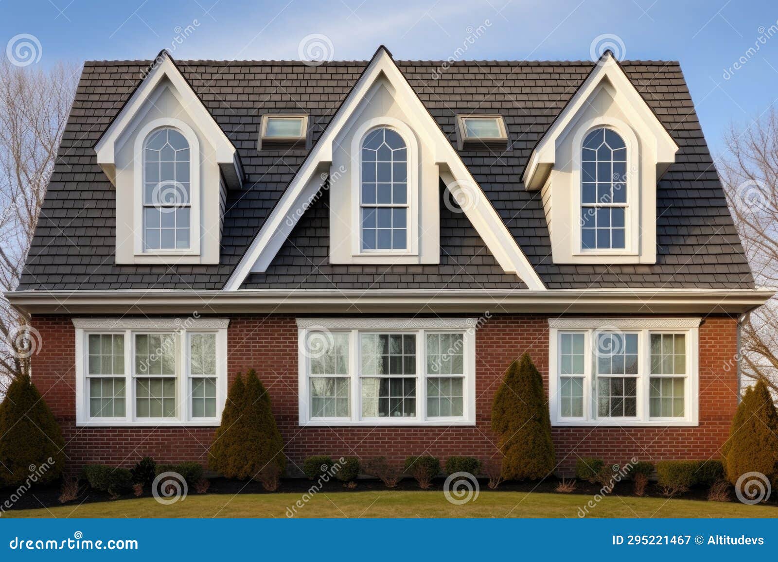Symmetrical Display of Dormer Windows on Dutch Colonial Style Home ...