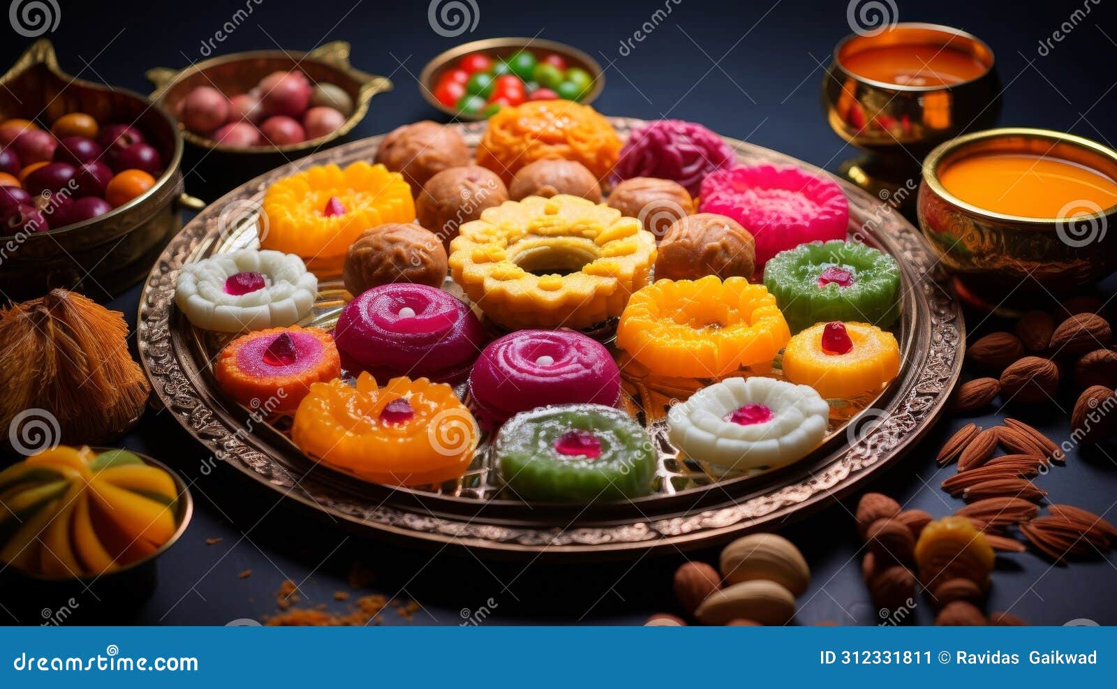 Symmetrical Display of Indian Sweets Stock Illustration - Illustration ...