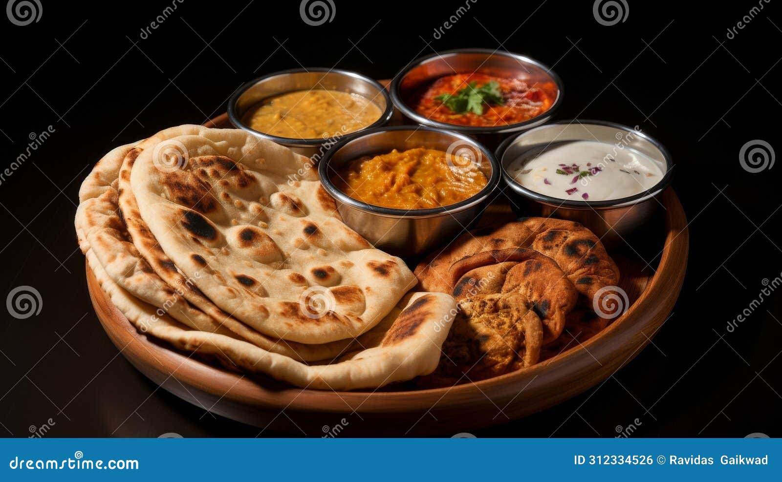 Naan Roti And Chicken Makhani Butter, Indian Food. Generative AI Stock ...