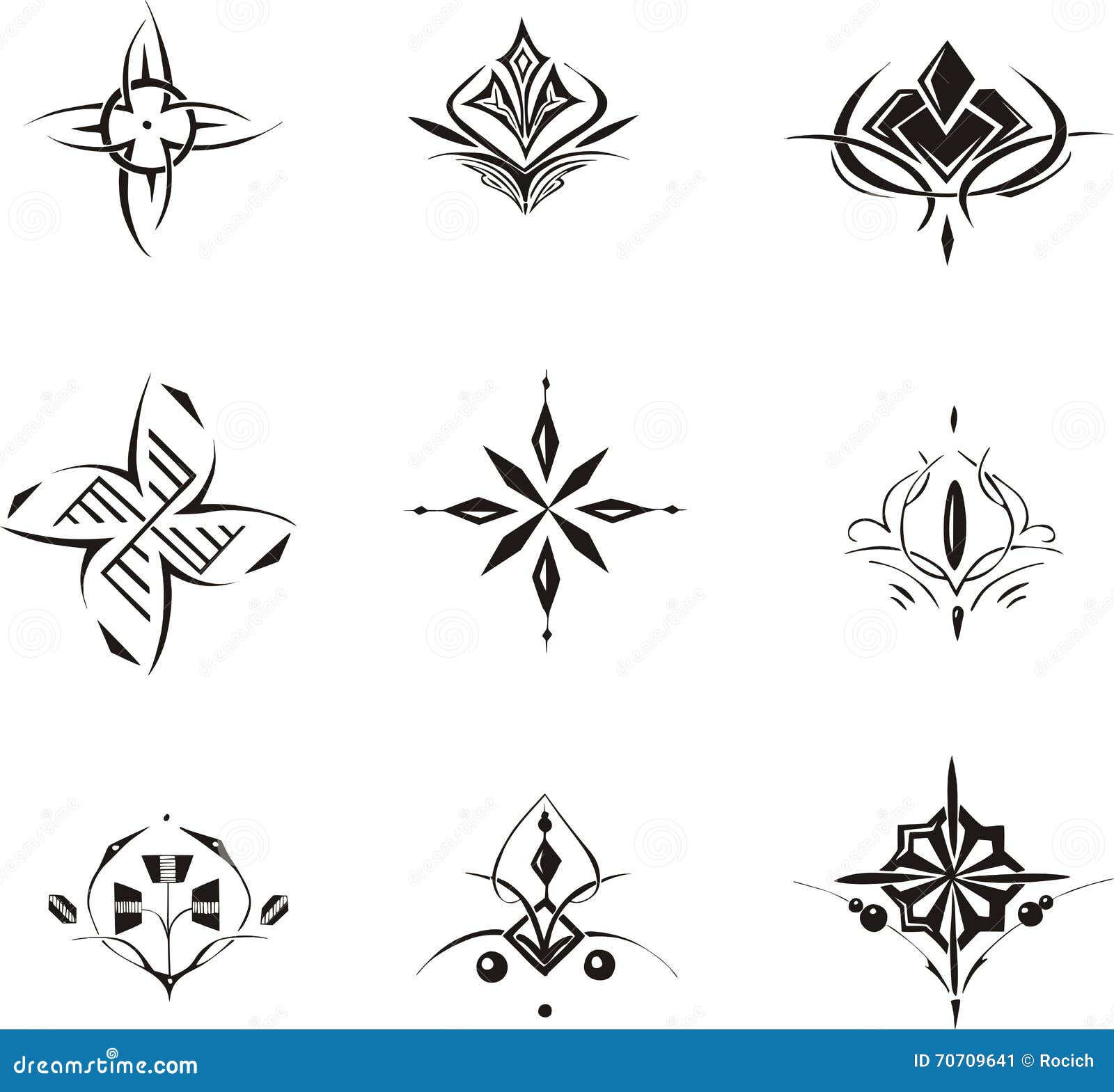 Symmetrical Floral Decorative Dingbats Cartoon Vector | CartoonDealer ...