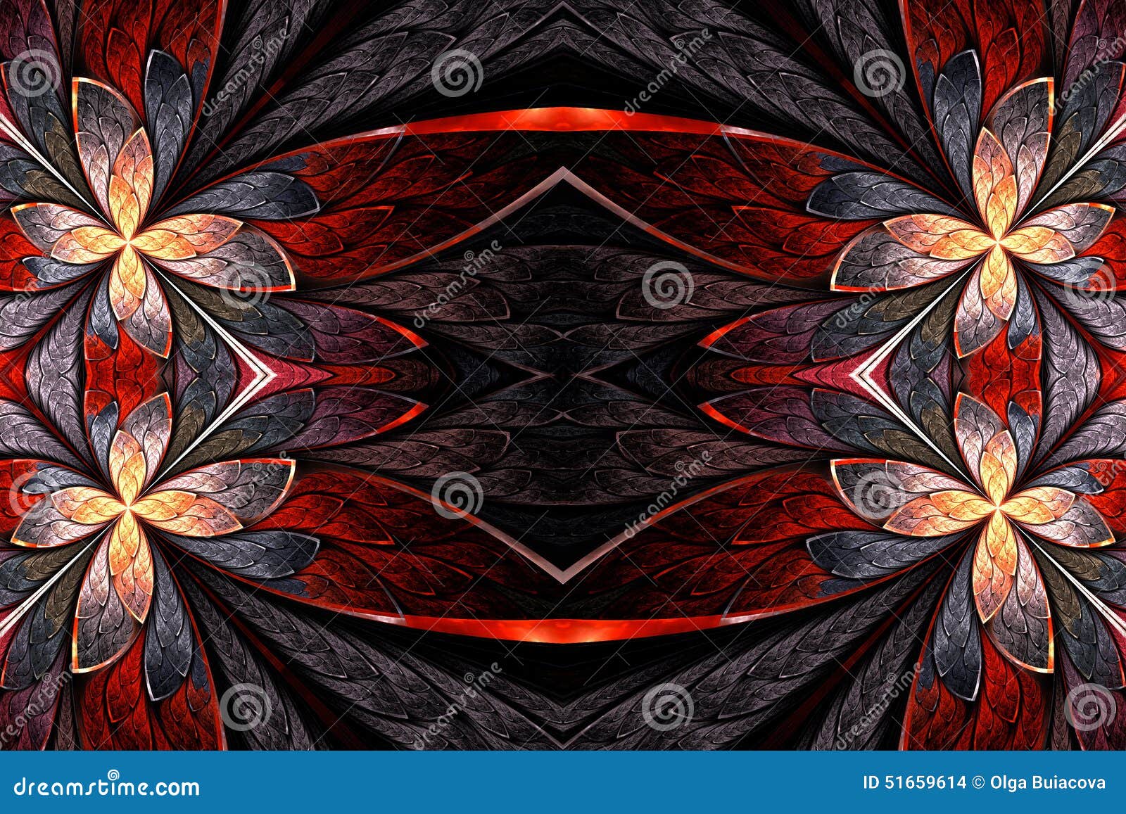 Symmetrical Flower Pattern in Stained-glass Window Style on Light ...