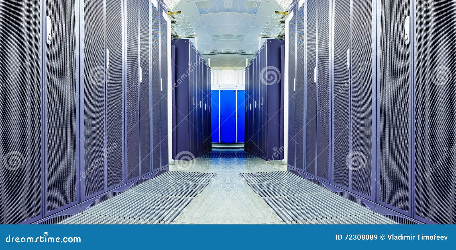 Symmetrical Futuristic Modern Server Room in the Data Center with Stock ...