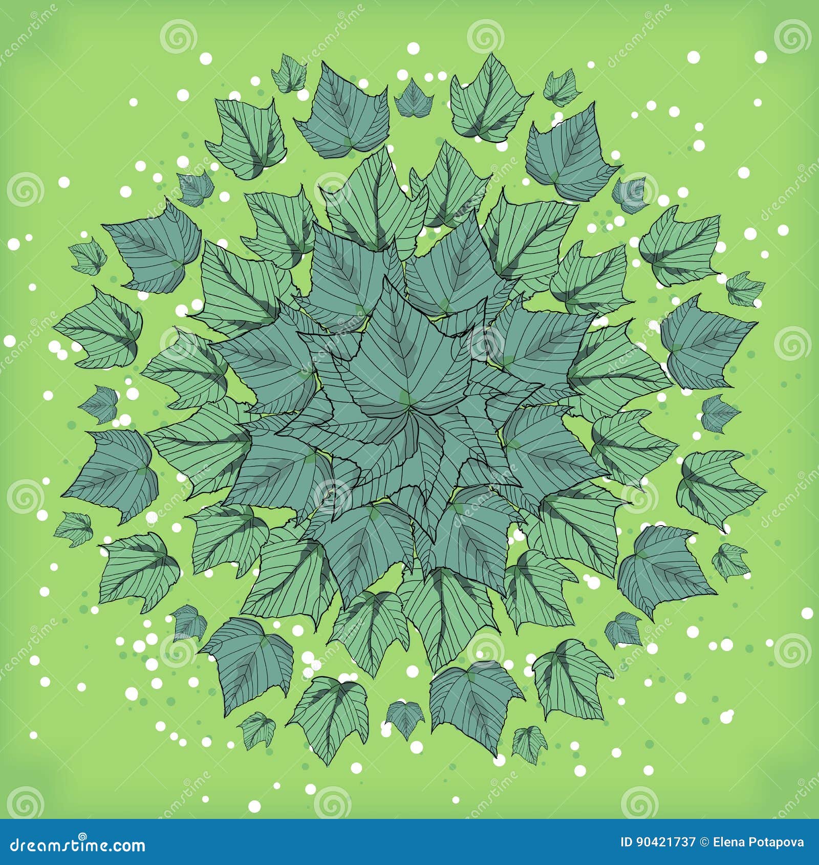 Symmetrical Geometric Circular Pattern Composition of Plants. Stock ...