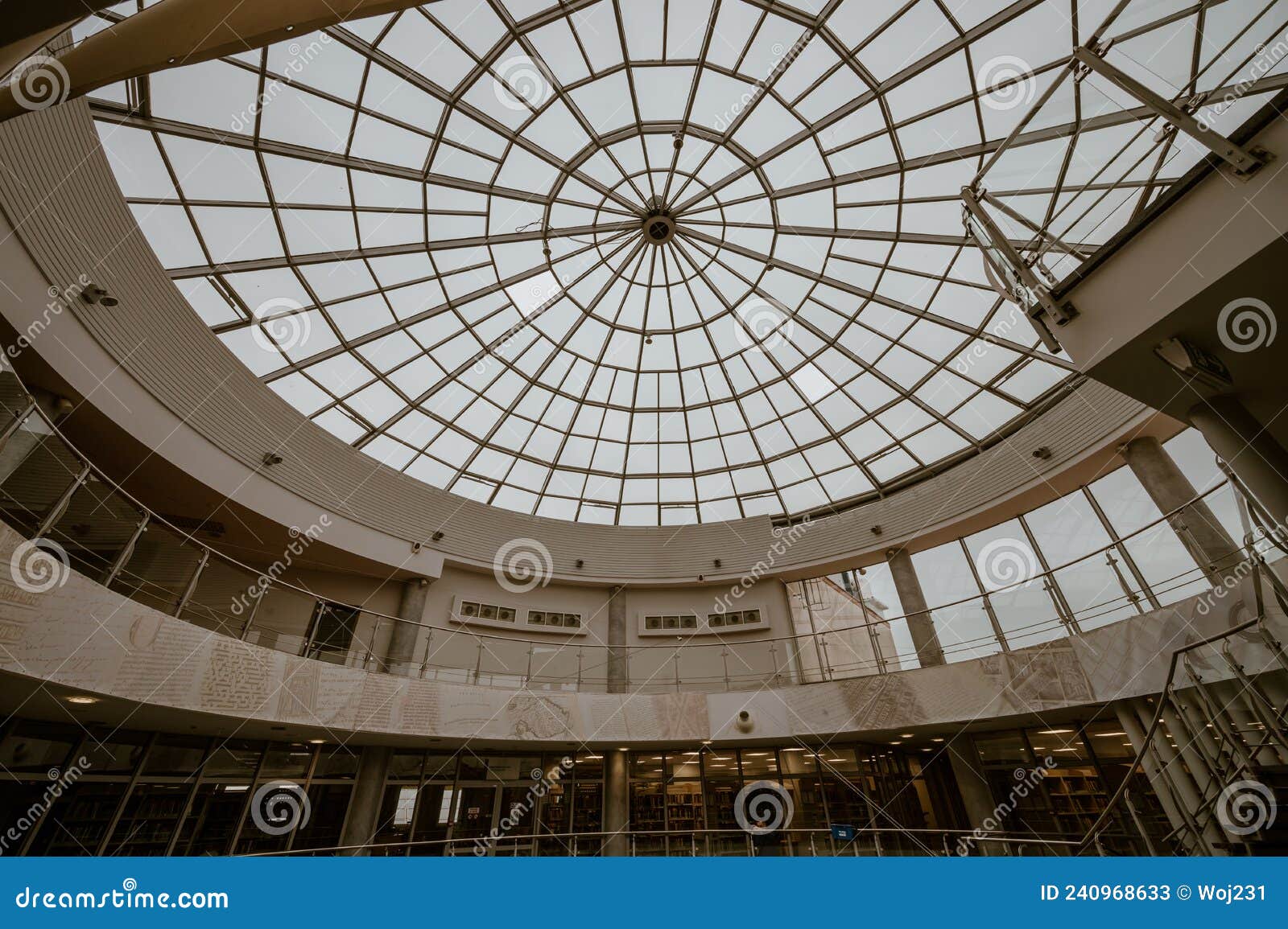 Symmetrical Glass Roof in the Shape of a Circle Stock Image - Image of ...
