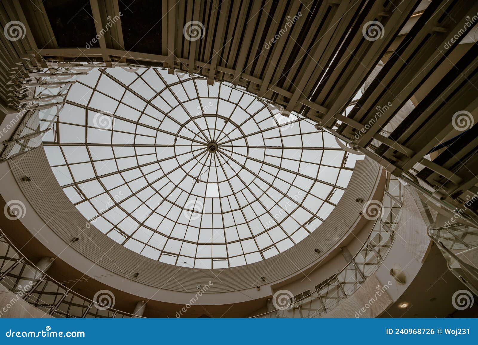 Symmetrical Glass Roof in the Shape of a Circle Stock Photo - Image of ...