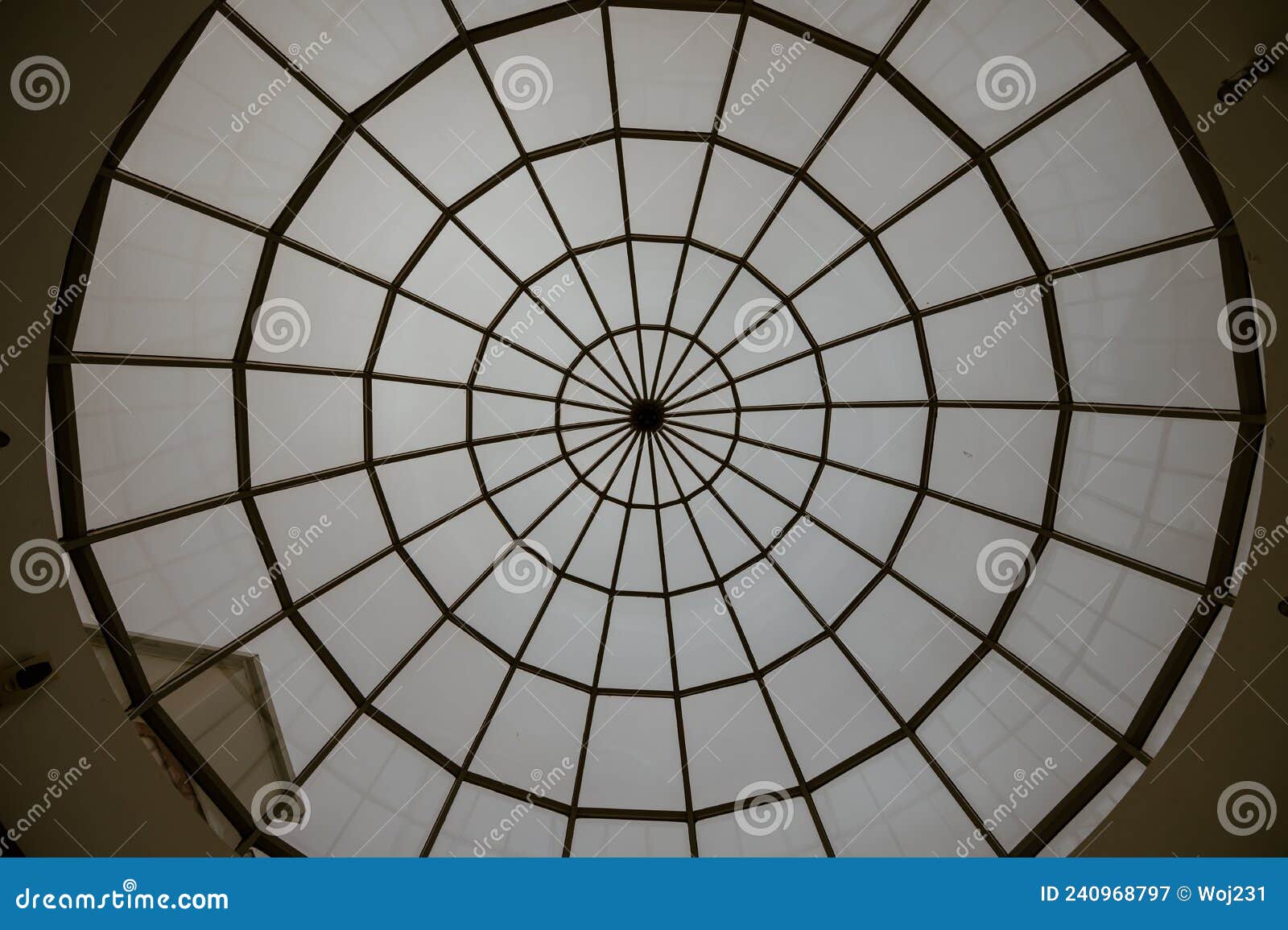 Symmetrical Glass Roof in the Shape of a Circle Stock Image - Image of ...