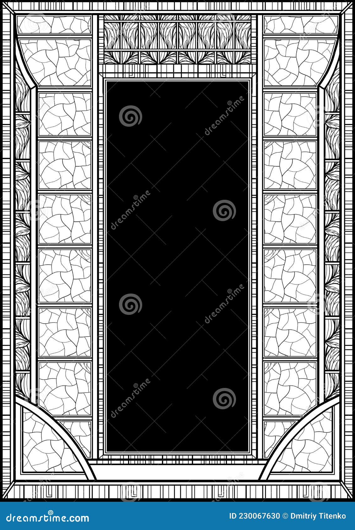 Symmetrical, Graphic Abstraction with Patterns and Black Rectangular ...