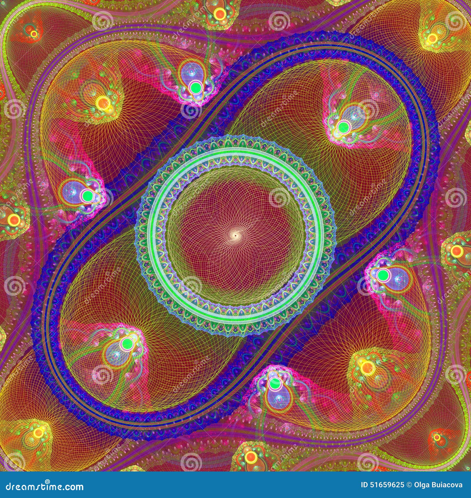 Symmetrical Grid Fractal Pattern. Blue and Brown Palette. Computer ...