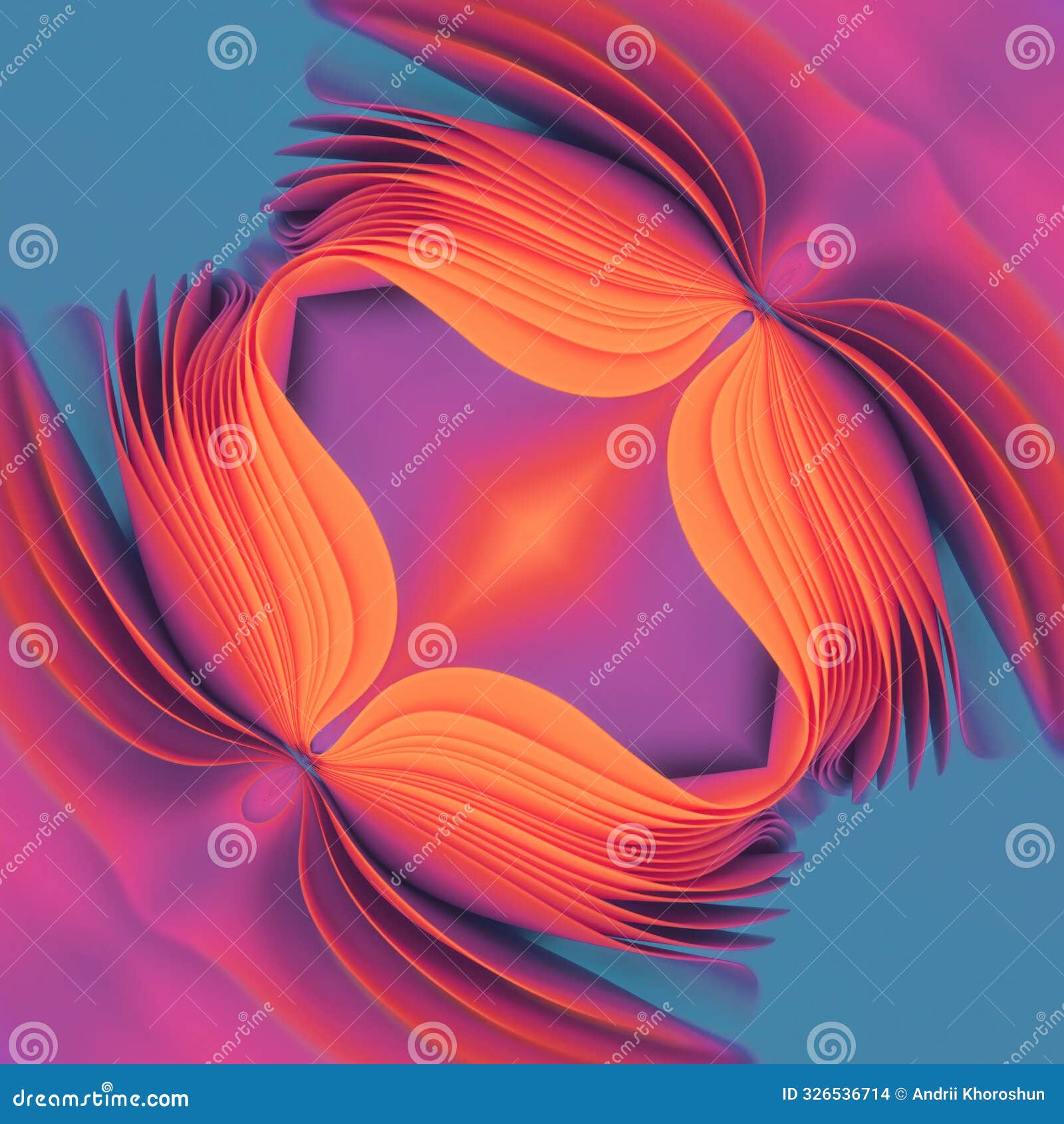 Symmetrical Illustration of a Stack of Wavy Abstract Shapes. 3d ...