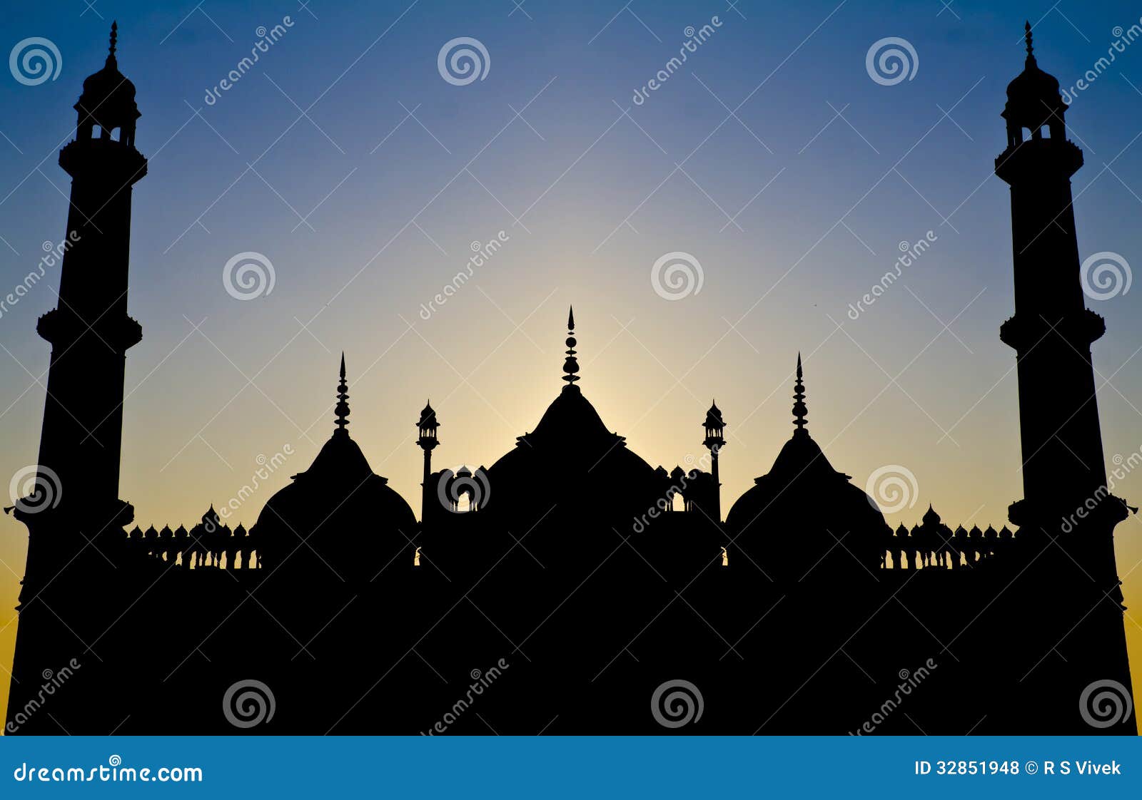 Symmetrical Islamic Architecture Silhouette Stock Photo - Image of ...
