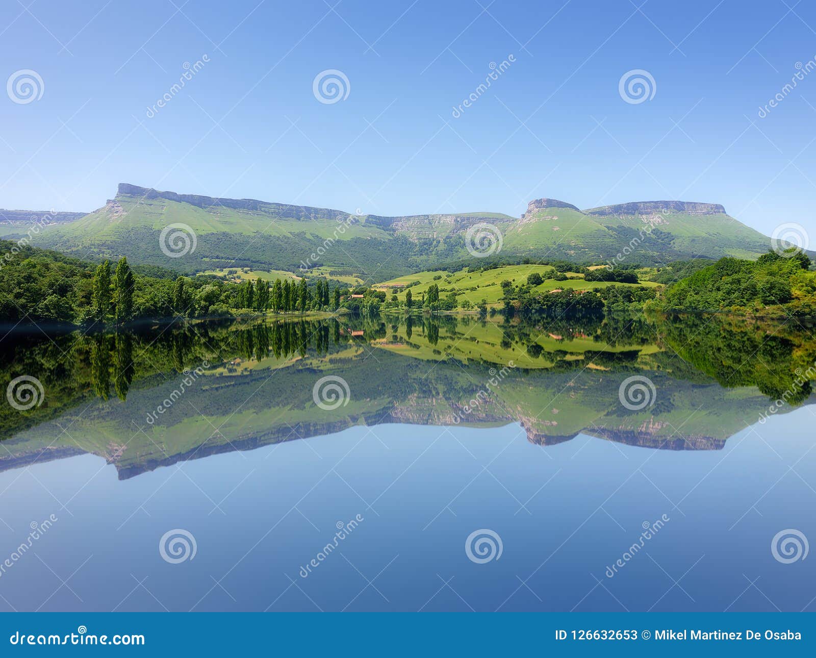 Symmetrical Lake Reflections in Marono at Summer Stock Image - Image of ...