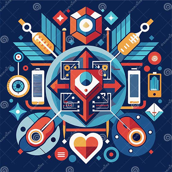 Symmetrical Layout Featuring Different Items Arranged in a Circle ...