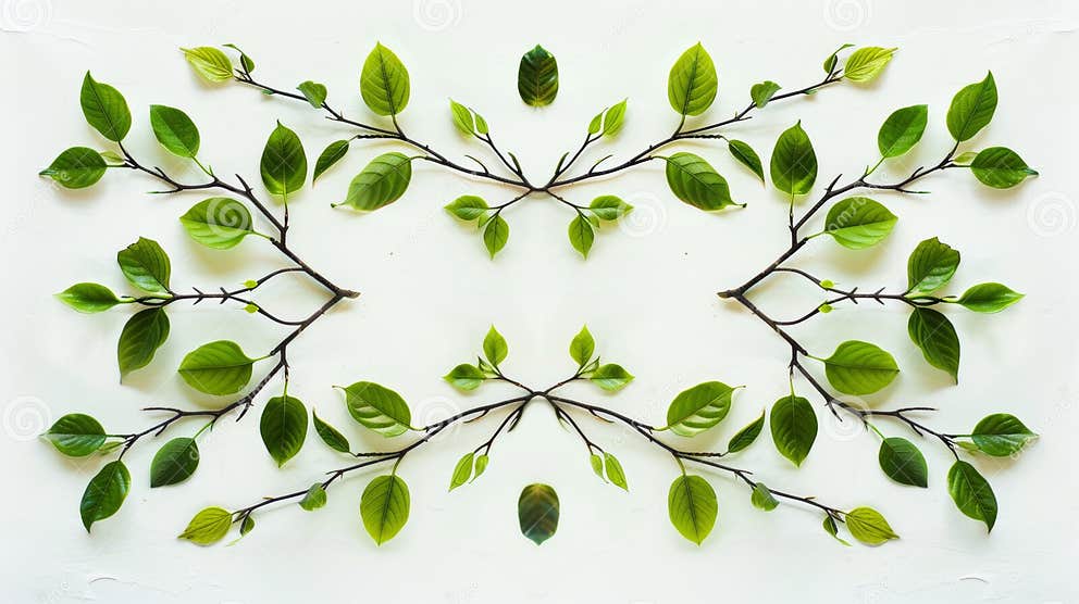 Symmetrical Leaf Pattern on White Background Stock Photo - Image of ...