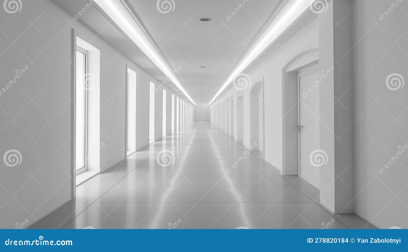 Symmetrical Lines of a Minimalist Corridor. Generative AI Stock ...
