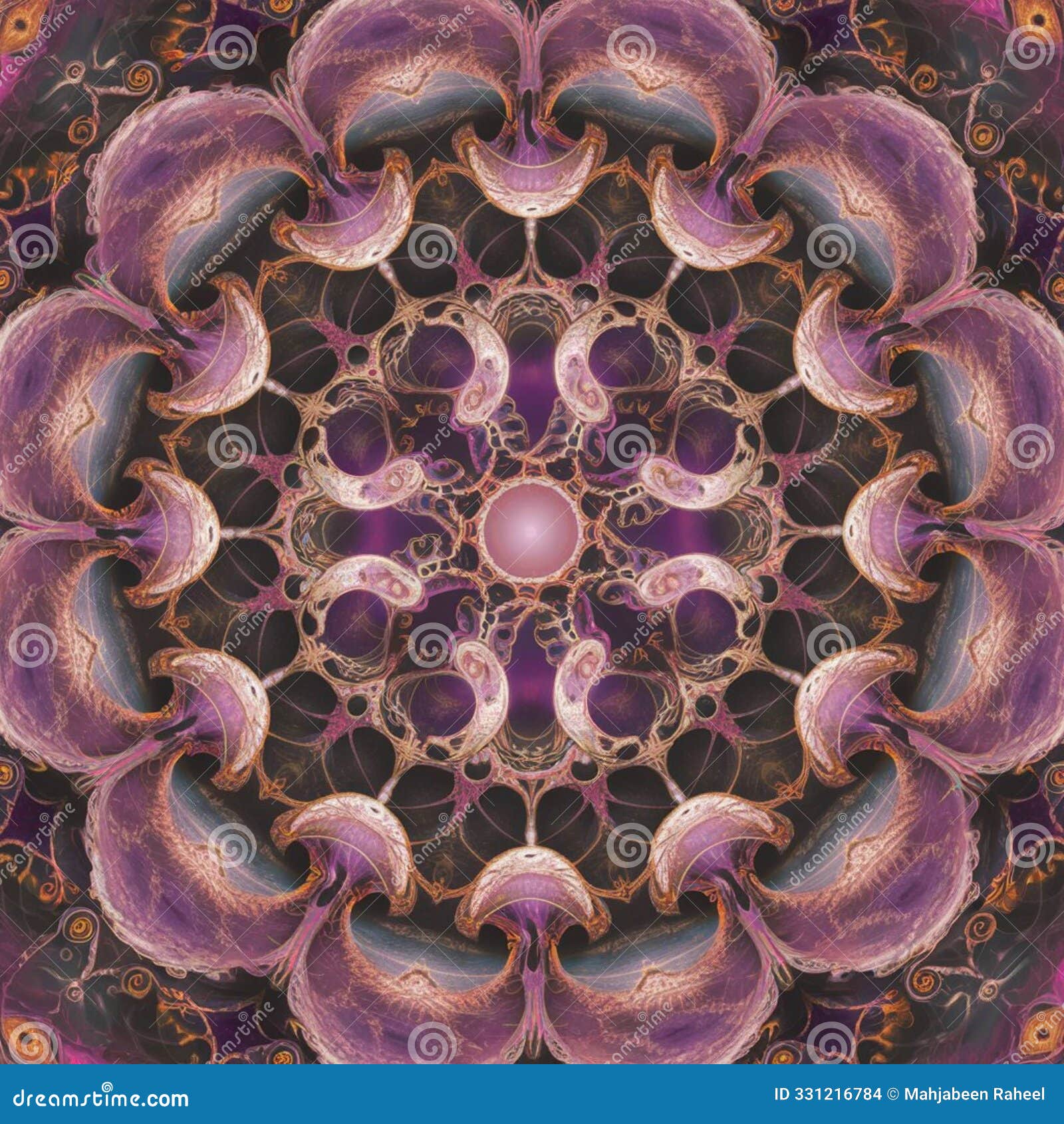 Symmetrical Mandala with Repeated Crescent Moon Shapes Stock ...