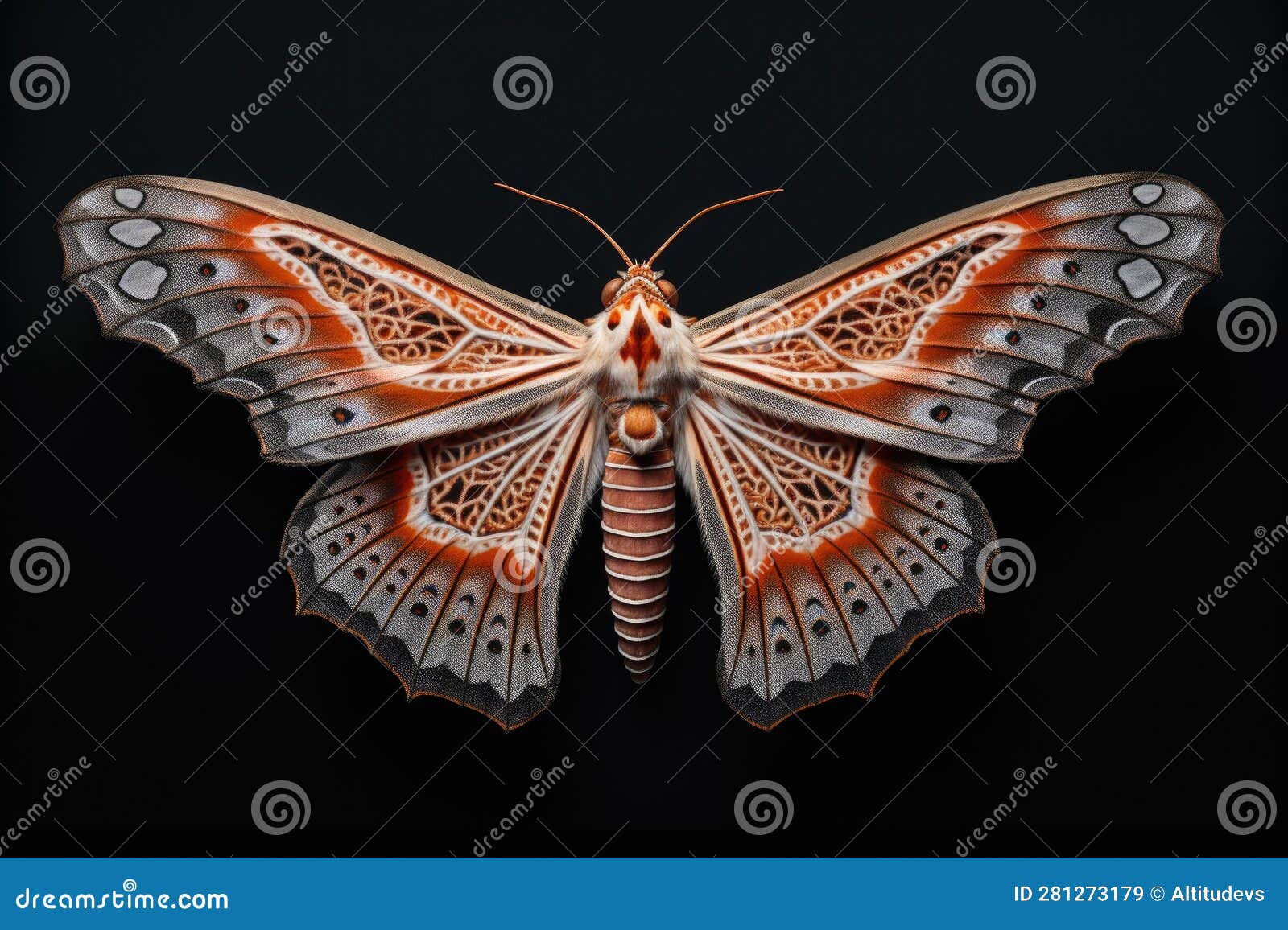 A Symmetrical Moth with Unique Wing Patterns Stock Illustration ...