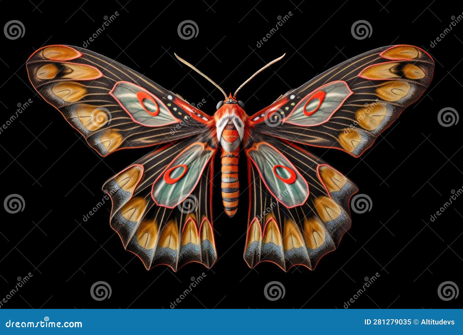A Symmetrical Moth with Unique Wing Patterns Stock Illustration ...