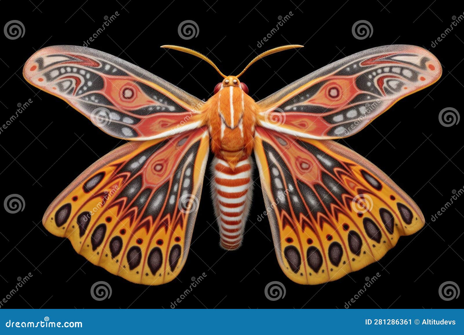 A Symmetrical Moth with Unique Wing Patterns Stock Illustration ...