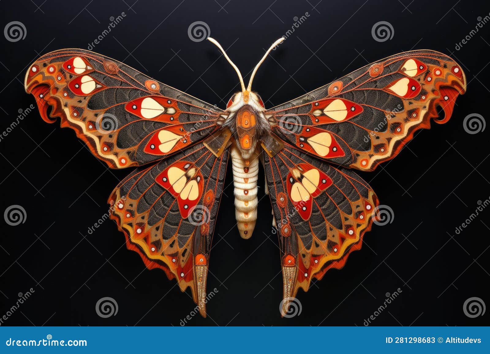 A Symmetrical Moth with Unique Wing Patterns Stock Illustration ...