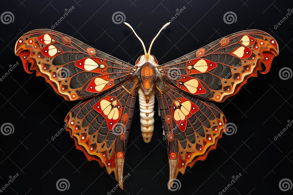 A Symmetrical Moth with Unique Wing Patterns Stock Illustration ...