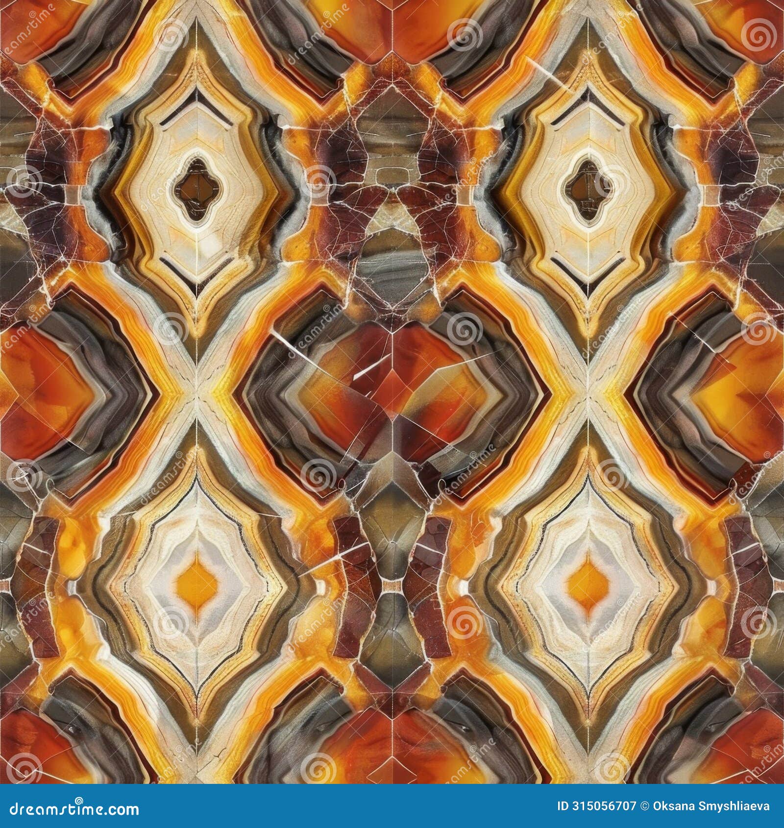 Symmetrical Orange and Brown Marble Texture Pattern Stock Image - Image ...