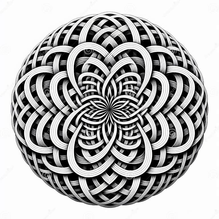 A Symmetrical Pattern of Interlocking Circles and Spirals, Crea Stock ...