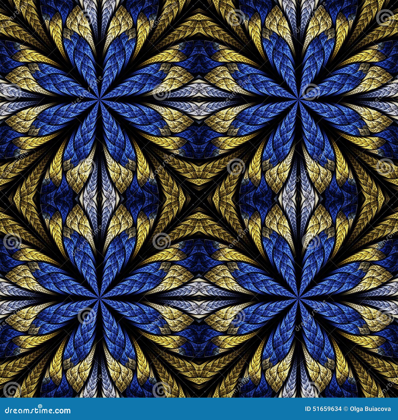 Symmetrical Pattern in Stained-glass Window Style. Blue and Beige ...