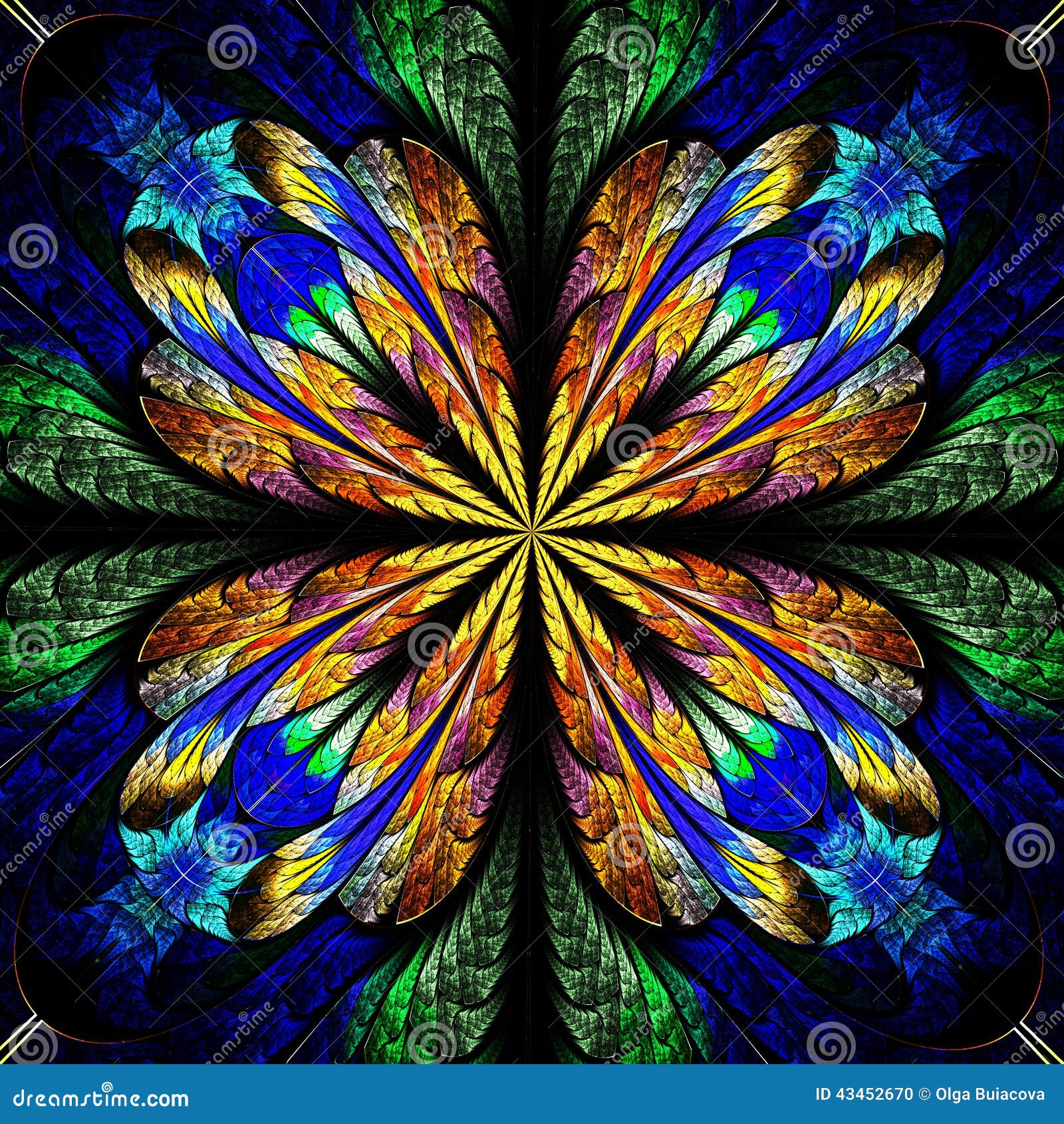 Symmetrical Pattern in Stained-glass Window Style. Stock Illustration ...