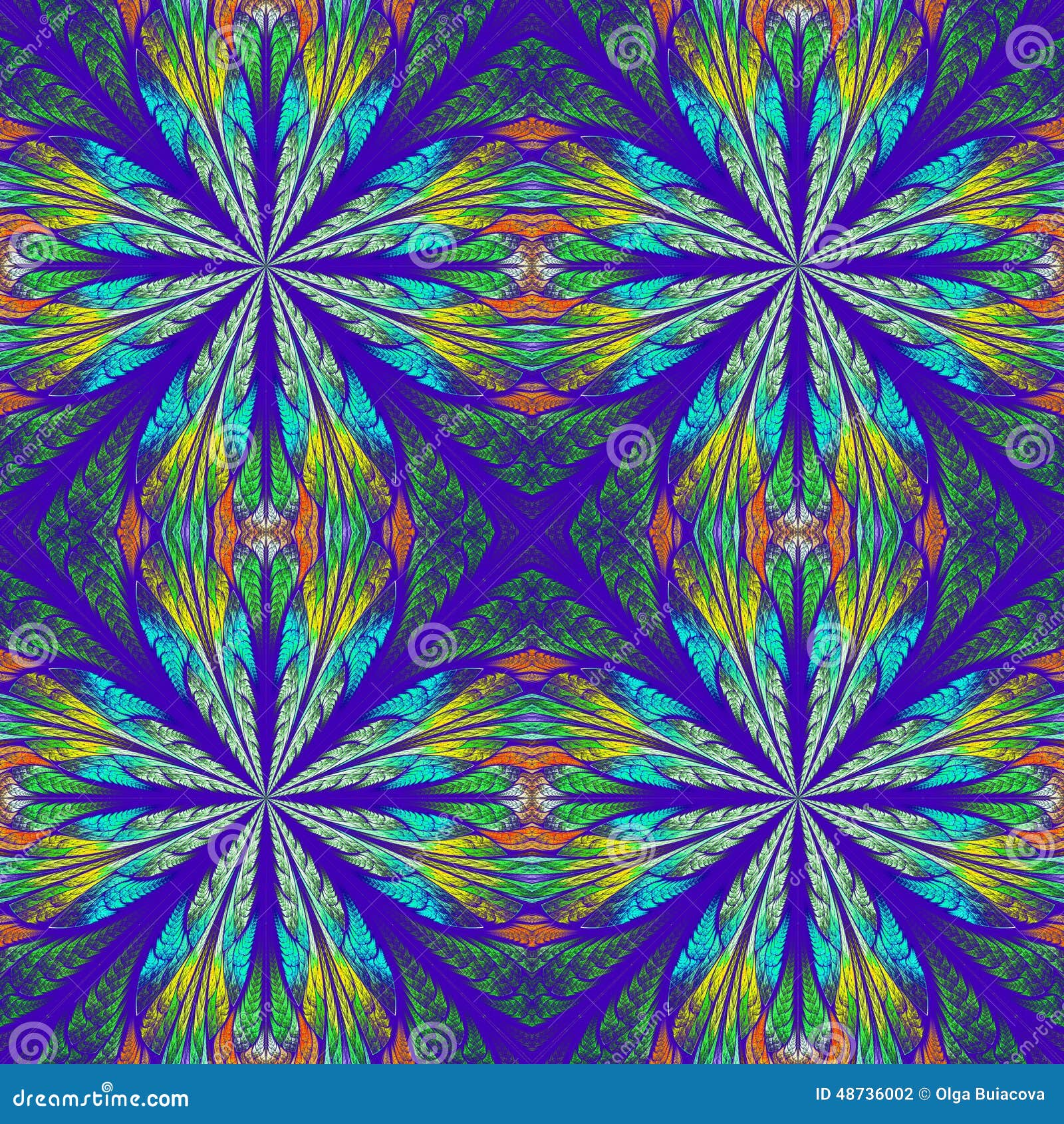 Symmetrical Pattern in Stained-glass Window Style. Stock Illustration ...