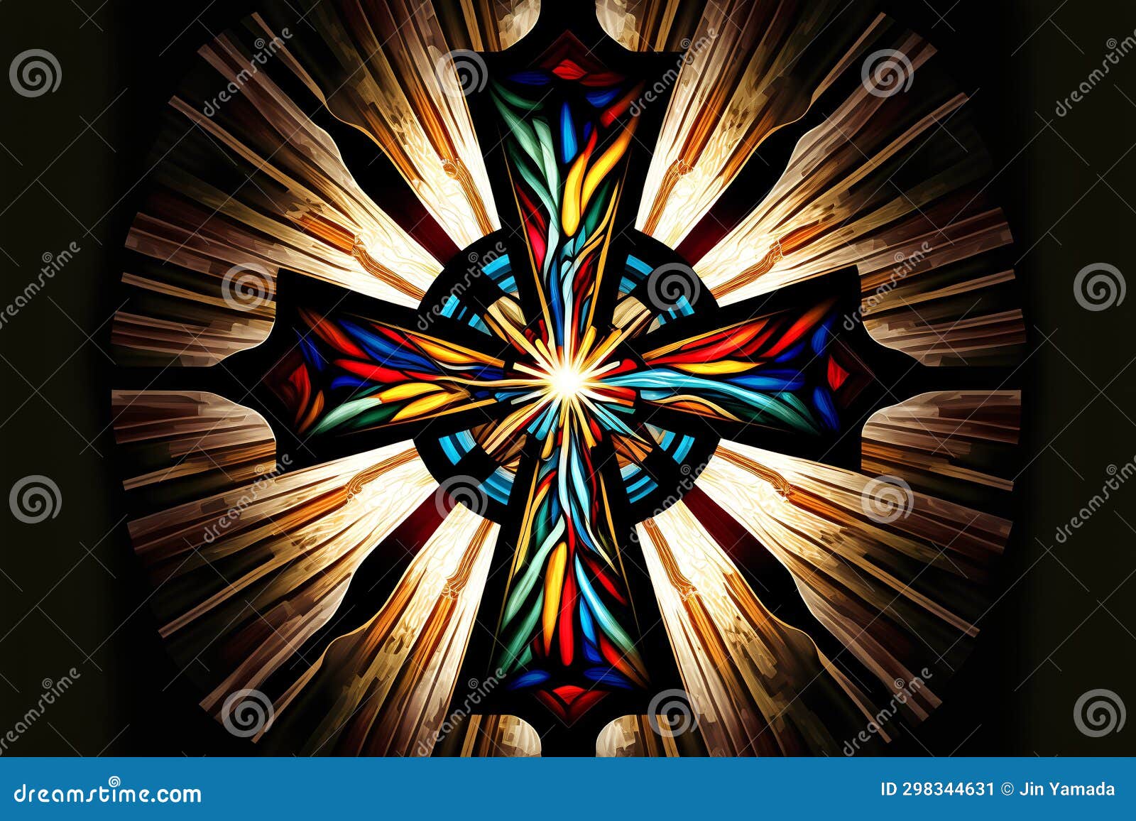 Symmetrical Pattern in Stained-glass Window Style. Computer Generated ...