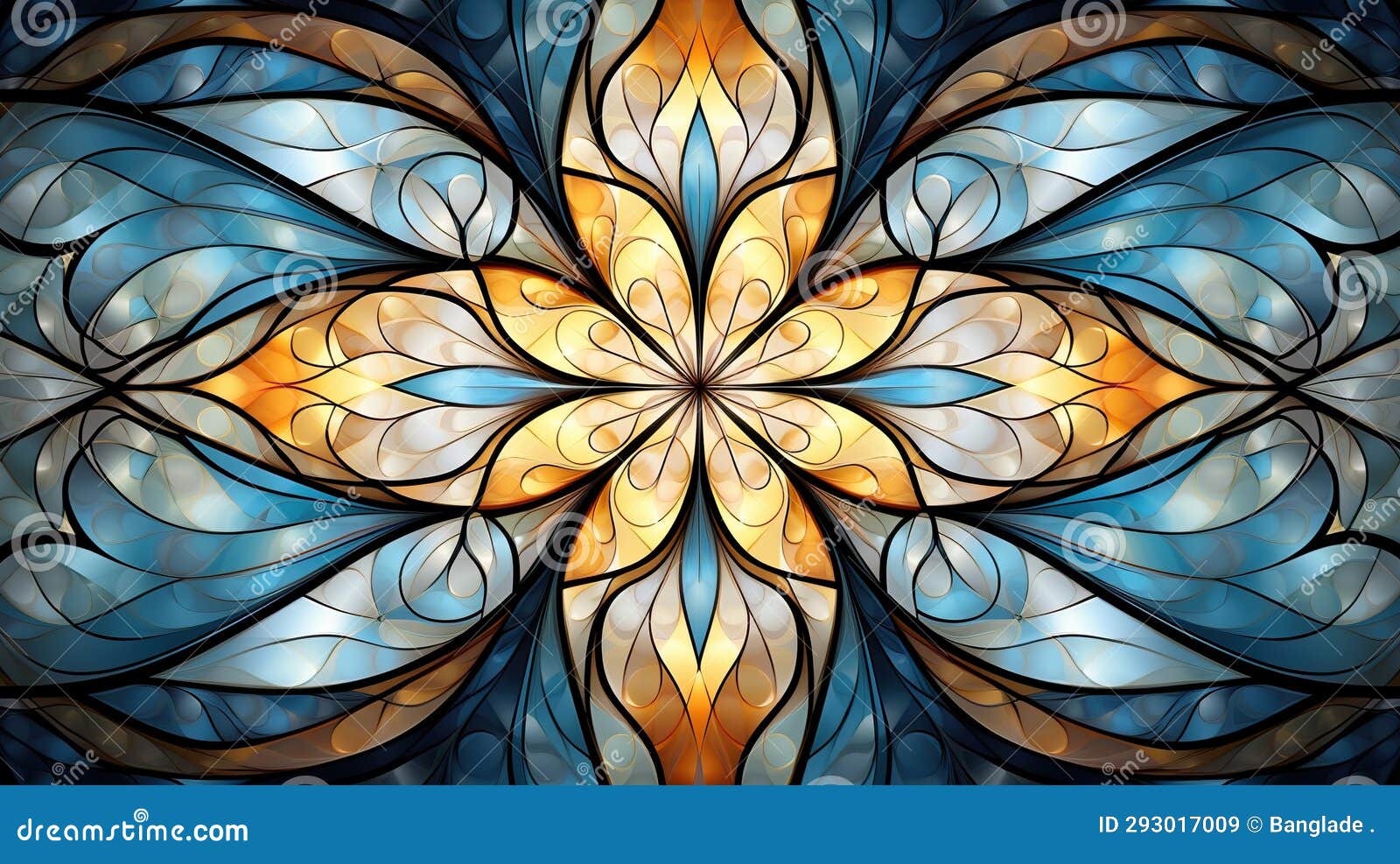 Symmetrical Pattern in Stained-glass Window Style. Computer-generated ...