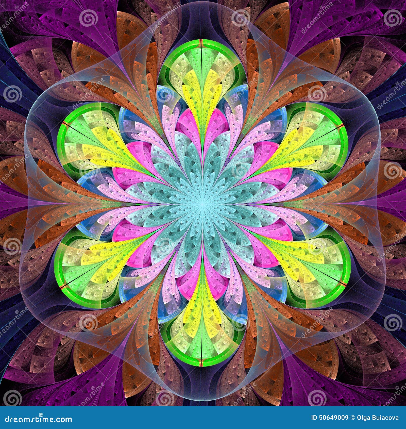 Symmetrical Pattern in Stained-glass Window Style. Pink, Blue, G Stock ...