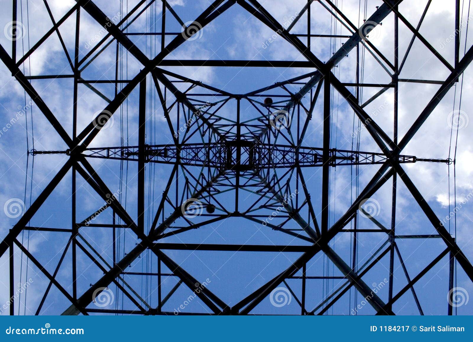 Symmetrical Powerlines Pylon Stock Image - Image of pylon, caught: 1184217