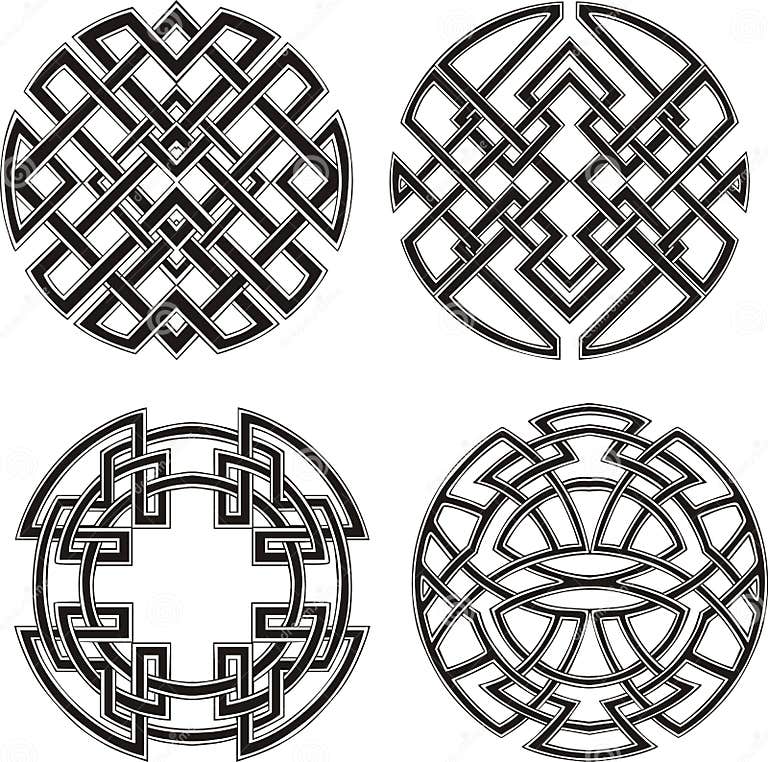 Symmetrical Round Knot Patterns Stock Vector - Illustration of circle ...