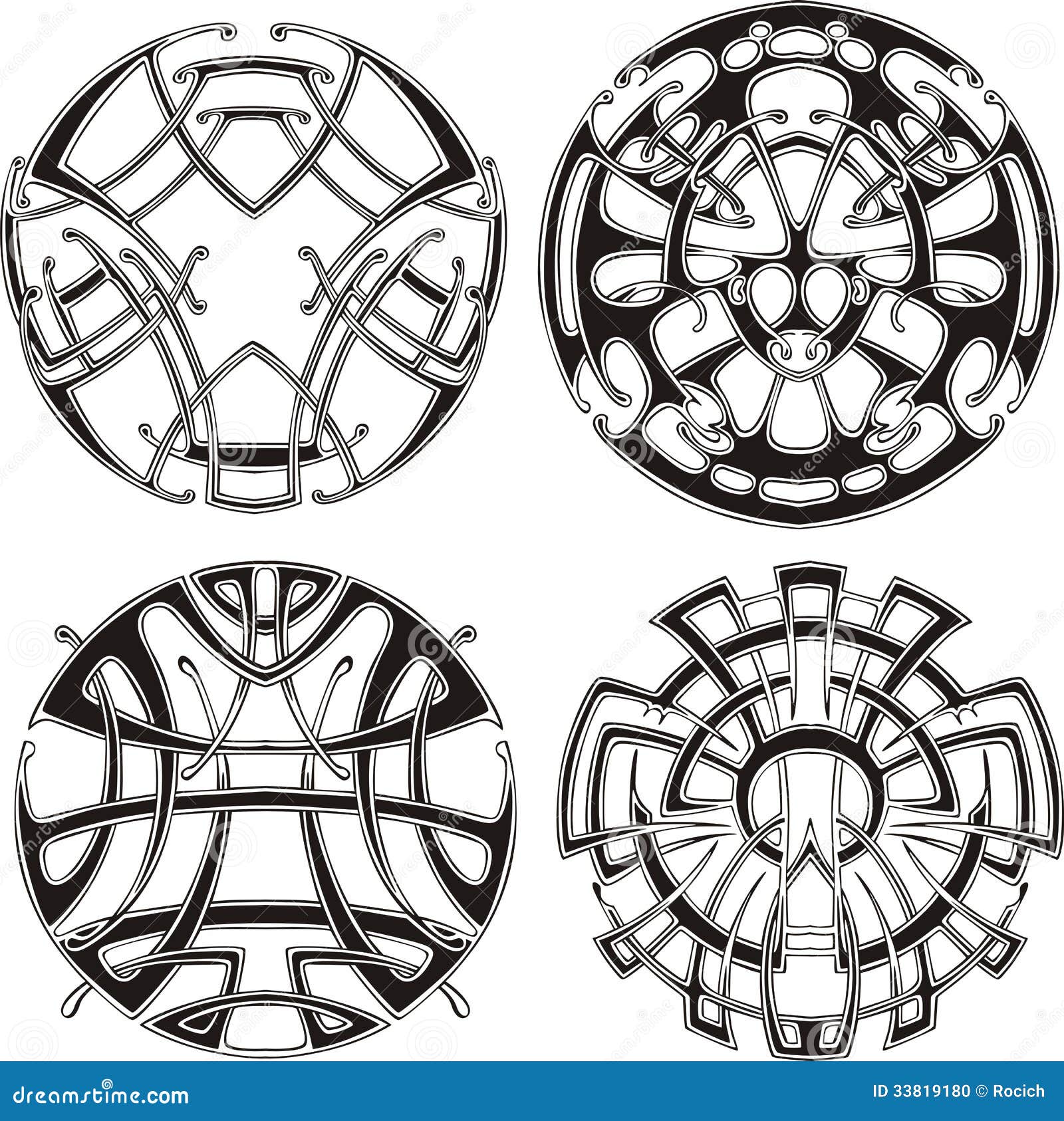 Symmetrical Round Knot Patterns Stock Vector - Illustration of symmetry ...