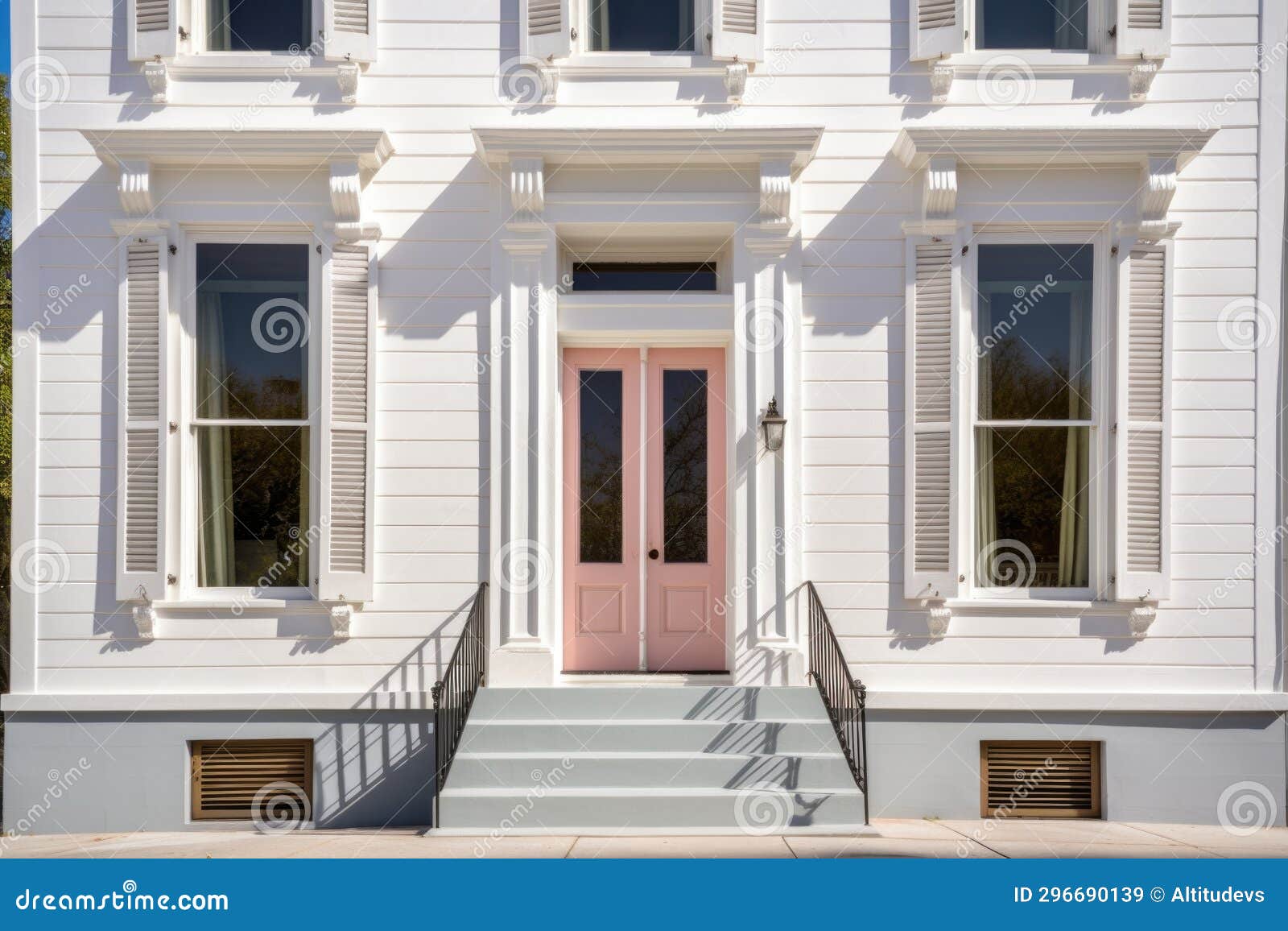 Symmetrical Side Windows of a Greek Revival Building Stock Image ...
