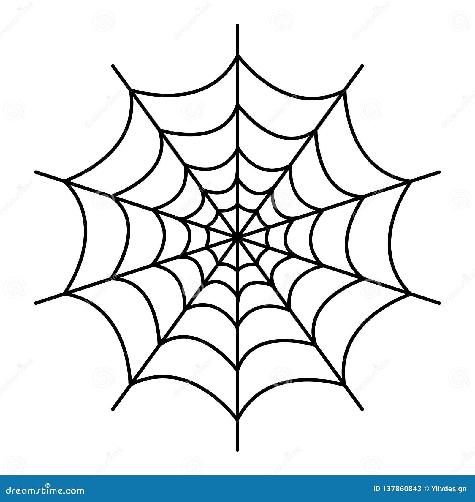 Symmetrical Spider Web Icon, Outline Style Stock Vector - Illustration ...