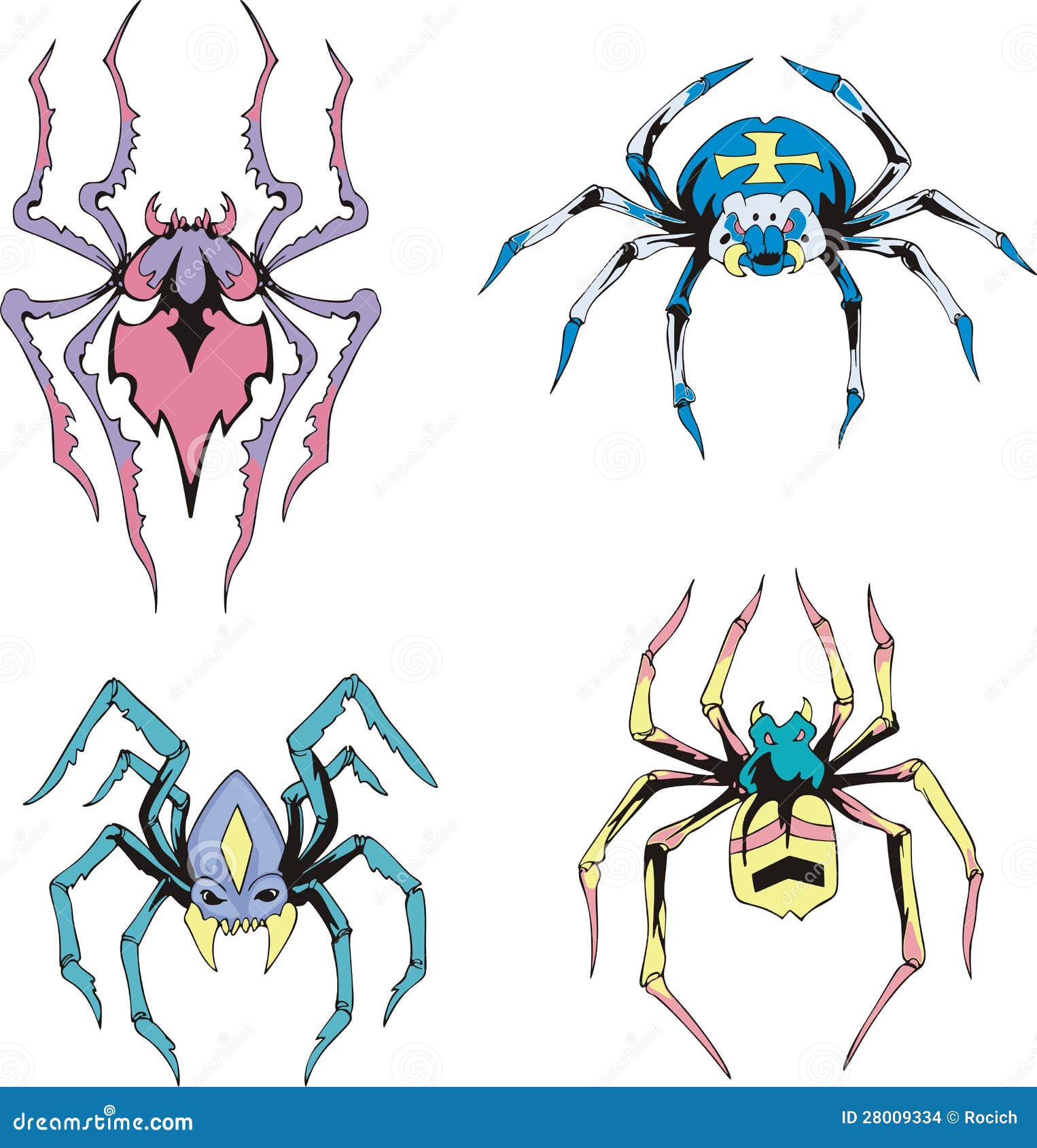 Symmetrical Spiders Cartoon Vector | CartoonDealer.com #33784621