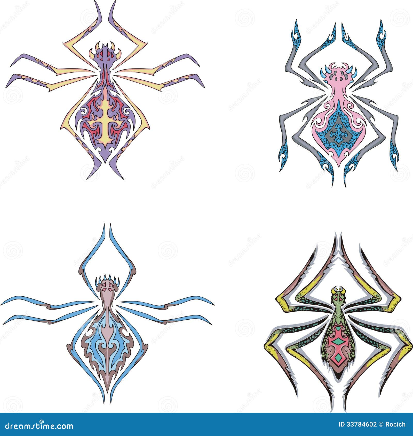 Symmetrical Spiders Vector Illustration | CartoonDealer.com #33784602