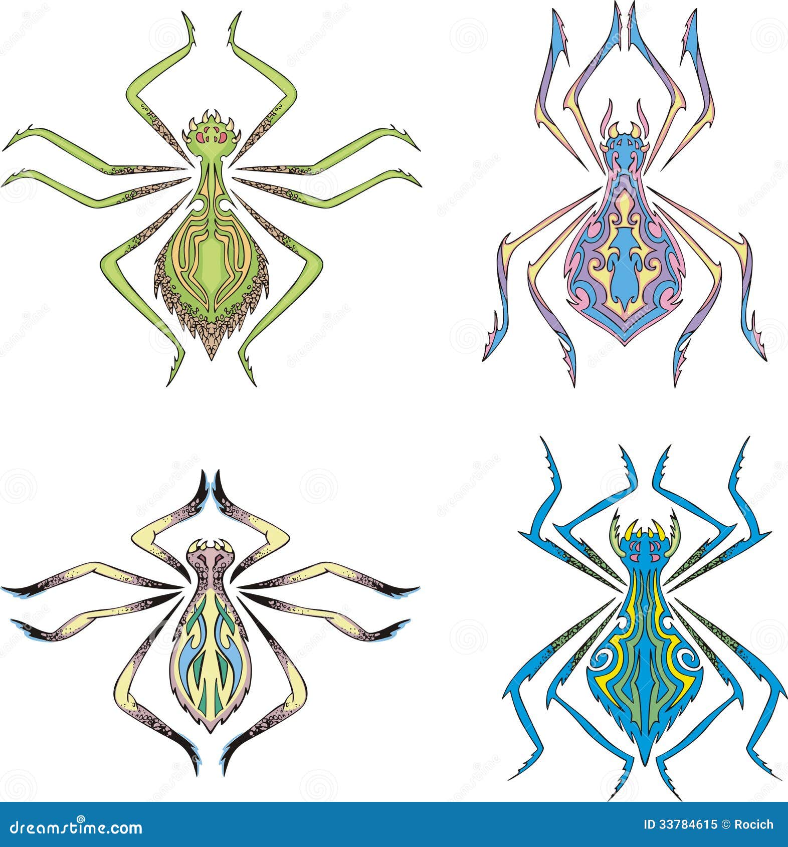 Symmetrical Spiders Cartoon Vector | CartoonDealer.com #33784621