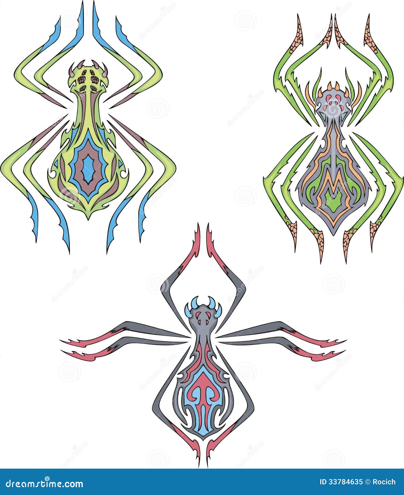 Symmetrical Spiders Cartoon Vector | CartoonDealer.com #33784635
