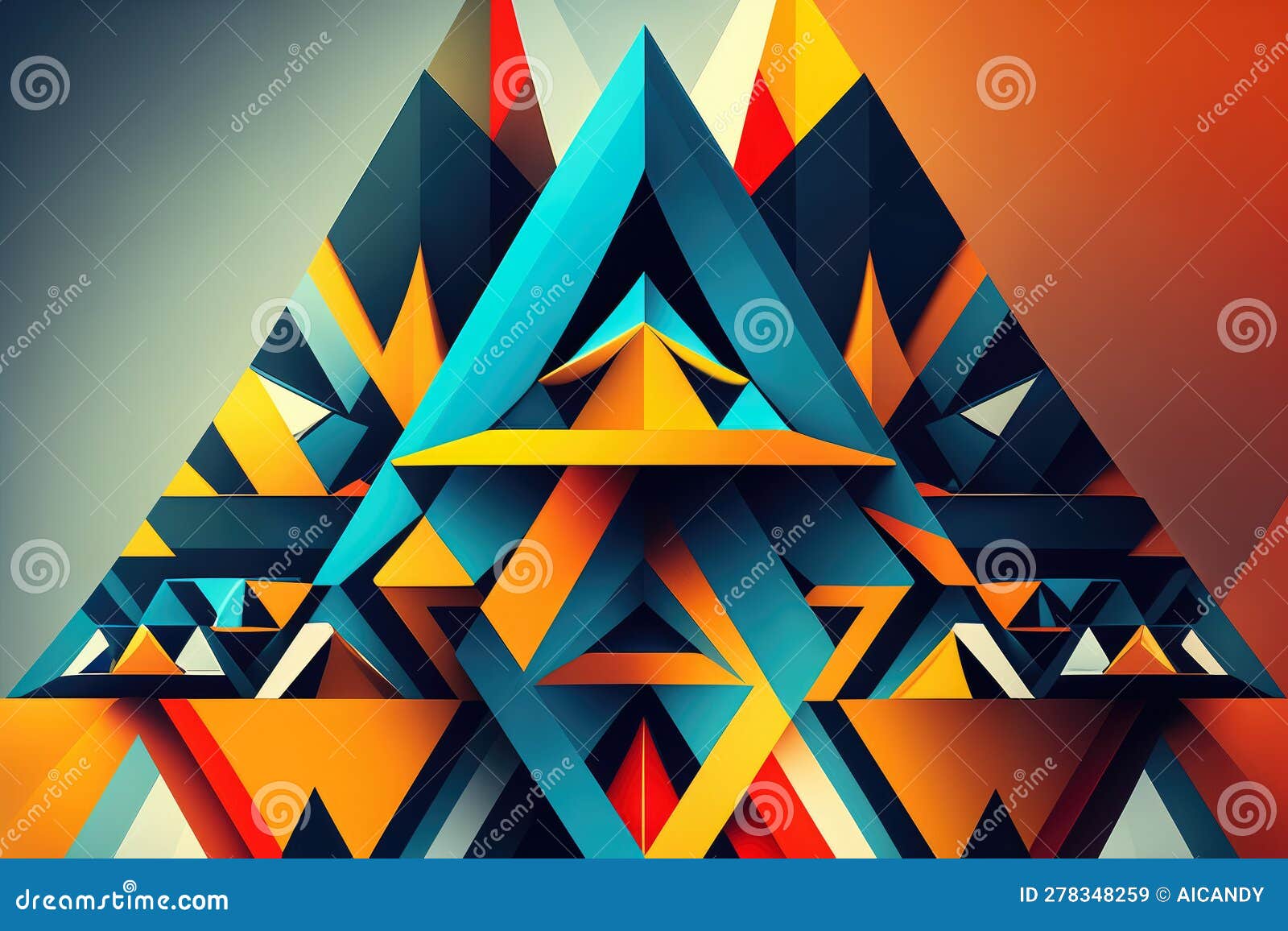 Symmetrical Triangles in Bold Color Pattern Stock Illustration ...